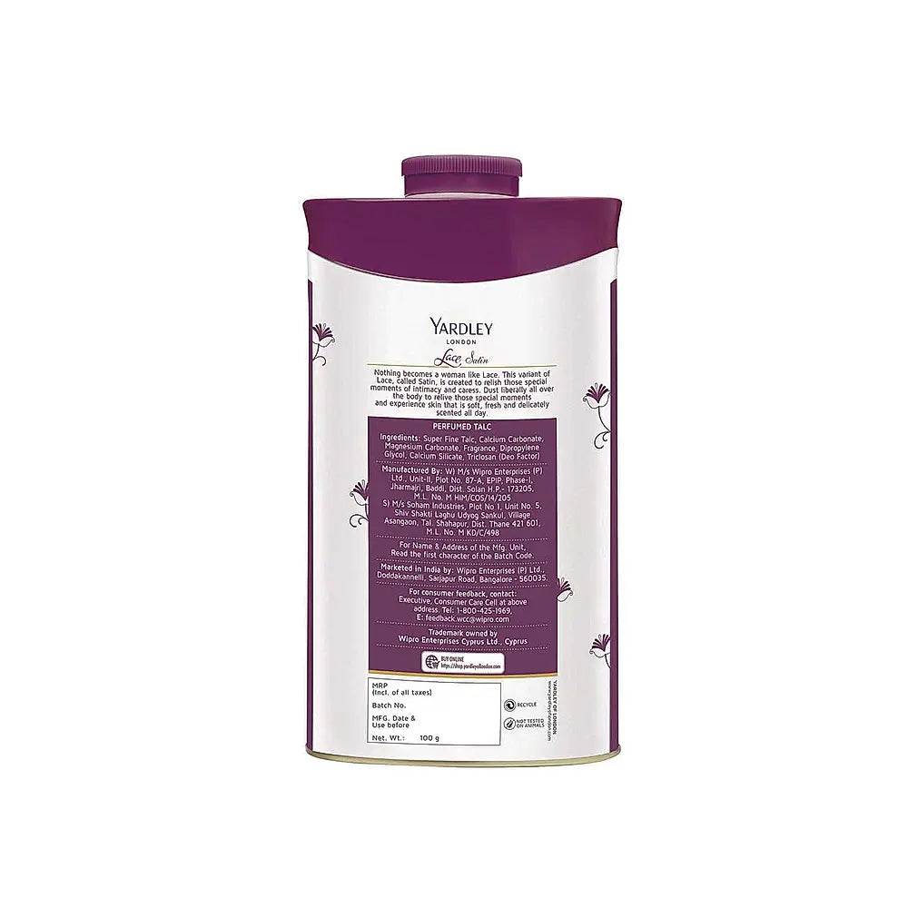 Lace Satin Perfumed Talc 100g – Yardley London India